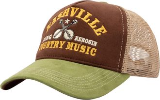 King Kerosin Herren Trucker Cap &middot; Country Music &middot; Kappe &middot; Mesh &middot; Snapback &middot; Naturfarben &middot; Usa &middot; Vintage &middot; Retro &middot; Atmungsaktiv &middot; Gr&ouml;&szlig;e Verstellbar &middot; Nashville