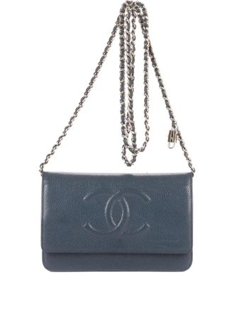 Chanel sac port&eacute; &eacute;paule en cuir (2000) - Gris