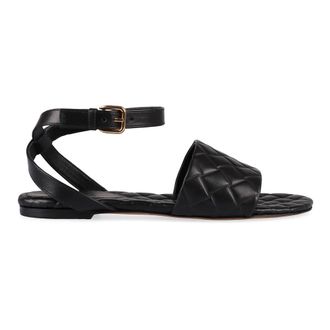 Bottega Veneta Gewebte flache Sandalen mit Kn&ouml;chelriemen - - Shoes - Damen - Schwarzk - 36 EU