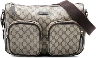 Gucci Hobo Bags - GG Supreme Double Pocket Crossbody - Gr. unisize - in Braun - f&uuml;r Damen