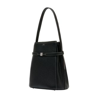 Toteme Womens Belted Calfskin Bucket Bag Black