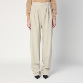 Saint Laurent Beigefarbene Hose aus Wolle