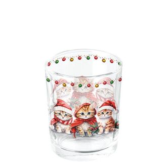 Ambiente Glas Teelicht Halter 6,5 cm hoch Katzen Weihnachten Advent Serie Funny Cute Kittens