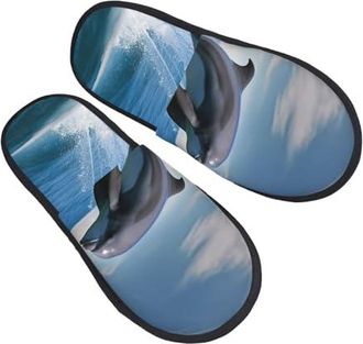 Generic Slippers Dauphins Sautant Imprimé Antidérapantes Pantoufles En Coton Anti Odeur Pantoufles Pour De Camping Outdoor Voyage L