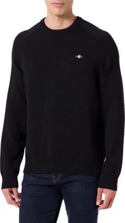GANT Herren Casual Cotton C-Neck Pullover, Black, XL