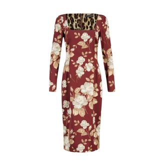 Dolce & Gabbana Vintage Midikleid aus Satin mit Rosenprint - - Dresses - Damen - Mehrfarbig - L