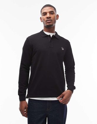 Paul Smith Polo manches longues &agrave; logo z&egrave;bre - Noir