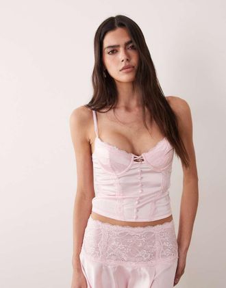 I.AM.GIA Ashling - Korsett-Oberteil aus Satin und Spitze in Rosa, Kombiteil