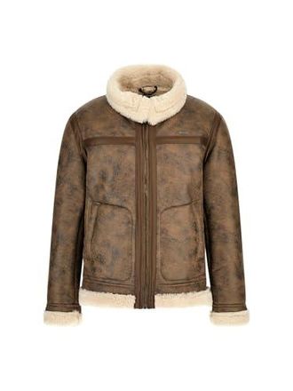 Guess Aviator Shearling Veste, Cacao aigre-Doux, Medium Homme