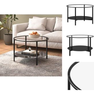 vidaXL Beistelltisch Schwarz und Transparent 70 cm Hartglas - Couchtisch - Beistelltisch - Wohnzimmerm&ouml;bel - Glastisch - Moderner Tisch