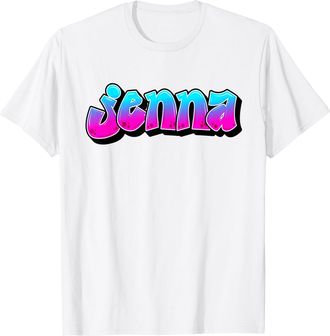 BDAZ Jenna Graffiti Personalisierter Name Blau Rosa Frauen M&auml;dchen T-Shirt