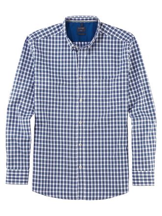 Olymp Herren Freizeithemd Langarm Casual,Kariert,Regular fit,Button-Down-Kragen,Weiss 00,XXL