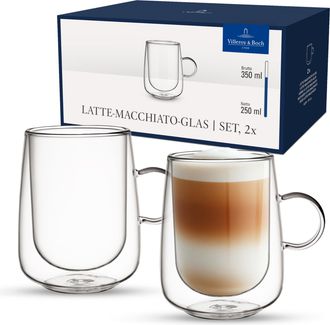 Villeroy & Boch Artesano Hot&Cold Beverages Latte-Macchiato-Glas, Gläser Set 2tlg., doppelwandige Gläser für Kalt- und Heißgetränke, 250 ml, Borosilikatglas, spülmasc