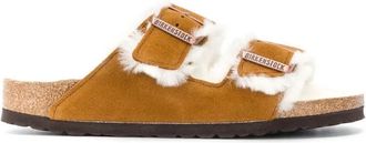 Birkenstock Loafer - Faux Fur Lined Classic Sandals With Adjustable Buc - Gr. 38 (EU) - in Braun - für Damen