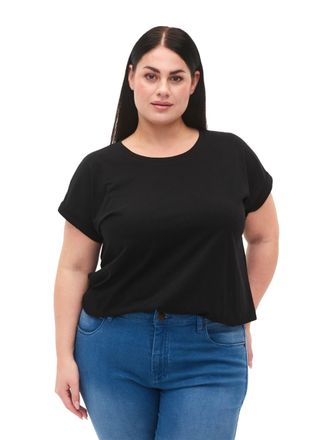 Zizzi Damen Gro&szlig;e Gr&ouml;&szlig;en T-Shirt 2er-Pack Baumwolle Rundhalsausschnitt Gr 42-44 Black/Black