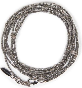 Brunello Cucinelli Femme, Accessoires, Gris, Taille: ONE Size Bracelet Wrap en H&eacute;matite et Argent Sterling