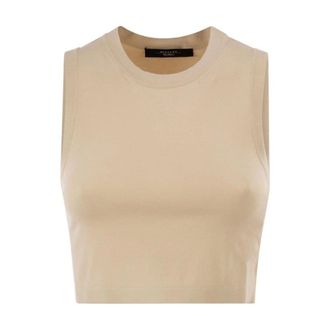 Max Mara Wikbombo Haut en Tricot Sans Manches - Femme - Tops - Beige - Taille: 40 FR