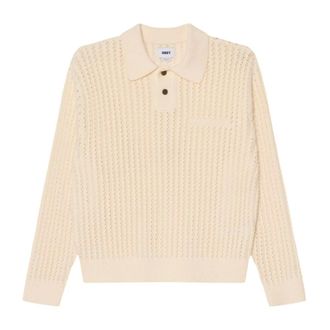 Obey Homme, Pulls, Beige, Taille: L Pull polo c&ocirc;tel&eacute; avec coupe cropped