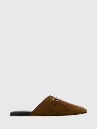 Gucci Mules plates en daim avec monogramme GG et d&eacute;tail Mors
