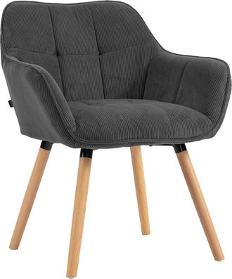 Clp Esszimmerstuhl gepolstert mit Lehne Vienna, K&uuml;chenstuhl mit Cordbezug, Sessel mit Holzgestell bis 150 kg belastbar, Farbe:dunkelgrau, Gestell Farbe:Na