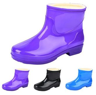 Generic Wellington Bottines de pluie &agrave; enfiler pour femme - Chaudes et confortables - Avec doublure en peluche - Imperm&eacute;ables et antid&eacute;rapantes, violet, 37.5 