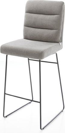 DELIFE Barstuhl Pela-Flex Strukturstoff Soft Grau Kufengestell Metall Schwarz, Barst&uuml;hle