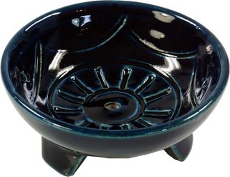 Guru Shop Keramik Räucherstäbchen Schale, Blau
