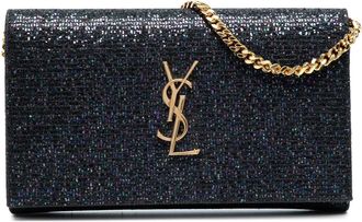 Saint Laurent Hobo Bags - Glitter Monogram Kate Wallet on Chain - Gr. unisize - in Schwarz - f&uuml;r Damen