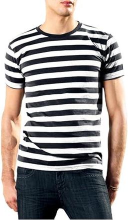 noTrash2003 Compatible avec Mantis - T-shirt rétro à rayures pour homme et femme - Look marin - T-shirt à manches courtes et col rond - Certifié Oeko-Tex 100 - Co