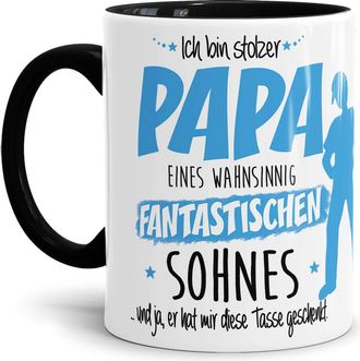 Tassendruck Tasse Ich Bin stolzer Papa eines fantastischen Sohnes Geschenkidee zum Herrentag für den Papa/Super-Held Lustig/Innen & Henkel Schwarz