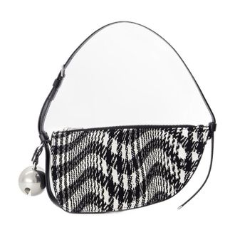 Burberry Womens Shield Sling Shoulder Bag Black Cotton