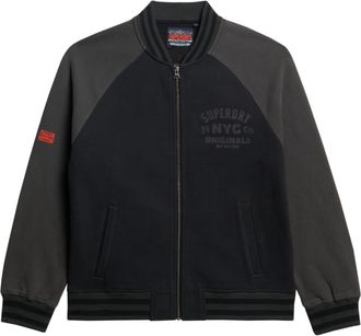 Superdry Herren College Bomberjacke aus Jersey mit Grafik Schwarz XL