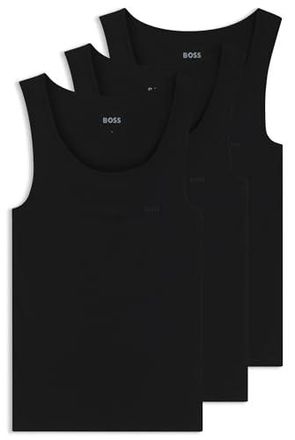 BOSS Hommes TankTop3P RibClassic Lot de Trois d&eacute;bardeurs en Coton &agrave; Logos brod&eacute;s
