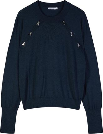 Patrizia Pepe Wollpullover mit Rundhalsausschnitt - - Knitwear - Damen - Blau - XS