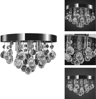 vidaXL Vidaxl - Lustre suspendu Design de cristal Chrome - Plafonnier Cristal - Lustre Cristal - Luminaire Int&eacute;rieur - &Eacute;clairage Moderne - D&eacute;coration