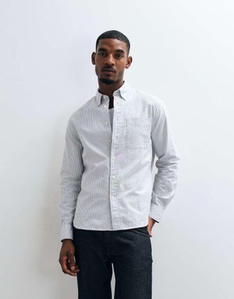Barbour Authentic Oxford Langarmhemd mit Streifen in Blau