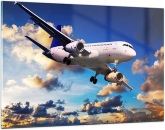 Arttor Wandbilder Dekoration Wohnzimmer Flugzeug Flug Reise Fahrzeug Bilder auf Glas 120x80cm Glasbild Schlafzimmer Küche Deko Wand Kunstdruck Art Groß XXL W