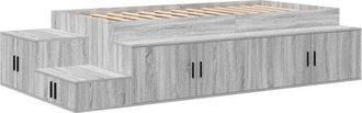 vidaXL Bett mit Stauraum Grau Sonoma 244 x 127 x 53.5 cm Holzwerkstoff Vidaxl