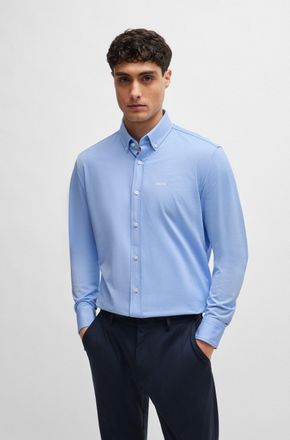 HUGO BOSS Businesshemd BOSS JOE, Herren, Gr. 41, N-Gr, blau (light, pastel blau450), Web, Obermaterial: 55% Baumwolle, 45% Polyester, unifarben, regular fit nor