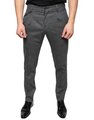 Dolce & Gabbana Mens Gray Check Tartan Wool Skinny Pants Virgin Elastane