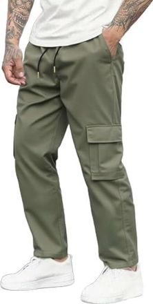 Generic Pantalon cargo droit pour homme - Coupe ample - Cordon de serrage - Taille &eacute;lastique - Pantalon de s&eacute;curit&eacute; - Jambe large - Pantalon de randonn&eacute;e l&eacute;ge