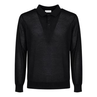 KANGRA Polo en laine vierge - Homme - Tops - Noir - Taille: XL