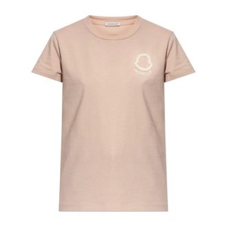Moncler Femme, Tops, Rose, Taille: 38 FR T-shirt avec logo brod&eacute;