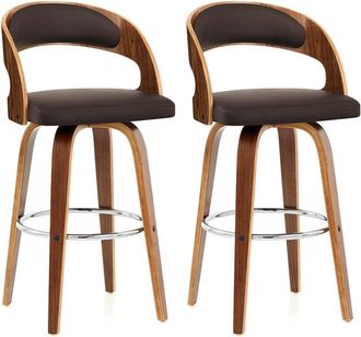 Generic Barhocker-Set (2er-Set) mit R&uuml;ckenlehne, 360&deg; drehbar, K&uuml;cheninsel-Esszimmerst&uuml;hle aus Massivholz mit Sitzpolsterung aus PU-Leder, 65 cm hoch