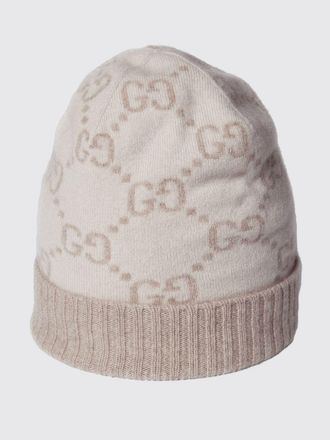 Gucci Bonnet en pur cachemire avec motif monogramme GG et revers