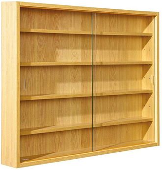 PEGANE Vitrine murale, étagère murale en bois coloris imitation hêtre - longueur 80 x profondeur 9,5 x hauteur 60 cm
