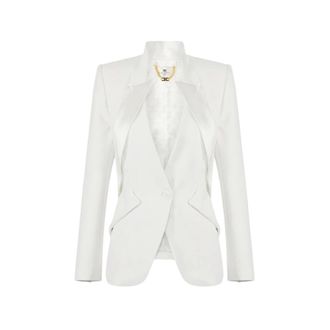 Elisabetta Franchi Femme, Vestes, Blanc, Taille: 40 FR Veste L&eacute;g&egrave;re en Cr&ecirc;pe
