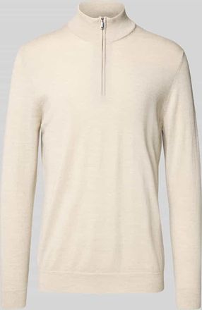 Profuomo Pullover aus Merinowolle mit Troyer-Kragen