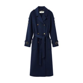 Elisabetta Franchi Langer Wollmantel - - Coats - Damen - Blau - M