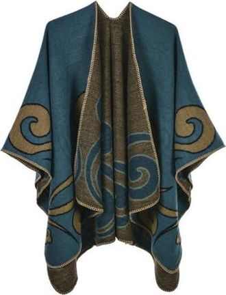 Generic Poncho Femme Hiver Chaud Chale Femme Hiver Chaud Cape Femme Effet enveloppant Ch&acirc;le Oversize Manches Chauve-Souris Look Tendance Automne-Hiver